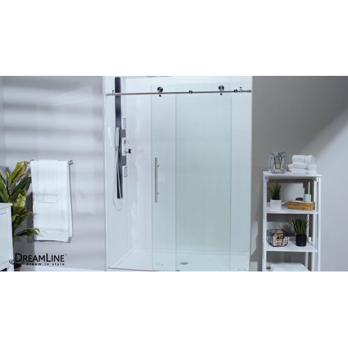 DreamLine Enigma-X 72.38" x 76" Single Sliding Frameless Shower Enclosure with Clear Max ...